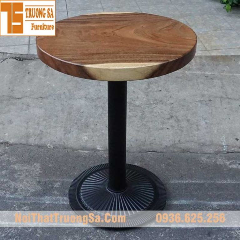 Bàn Cafe gỗ Me Tây TS-CFMT02 chân gang đúc